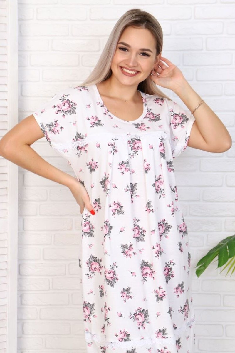 Сорочка женская Т-608 "Таисия" кулирка (р-ры: 50-68) розовый – купить ...
