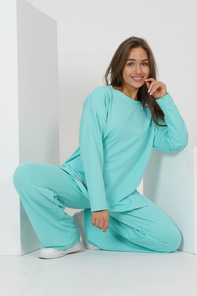 Костюм двойка женский "Линда" футер 2-х нитка (р-ры: 48-58) ментол ...